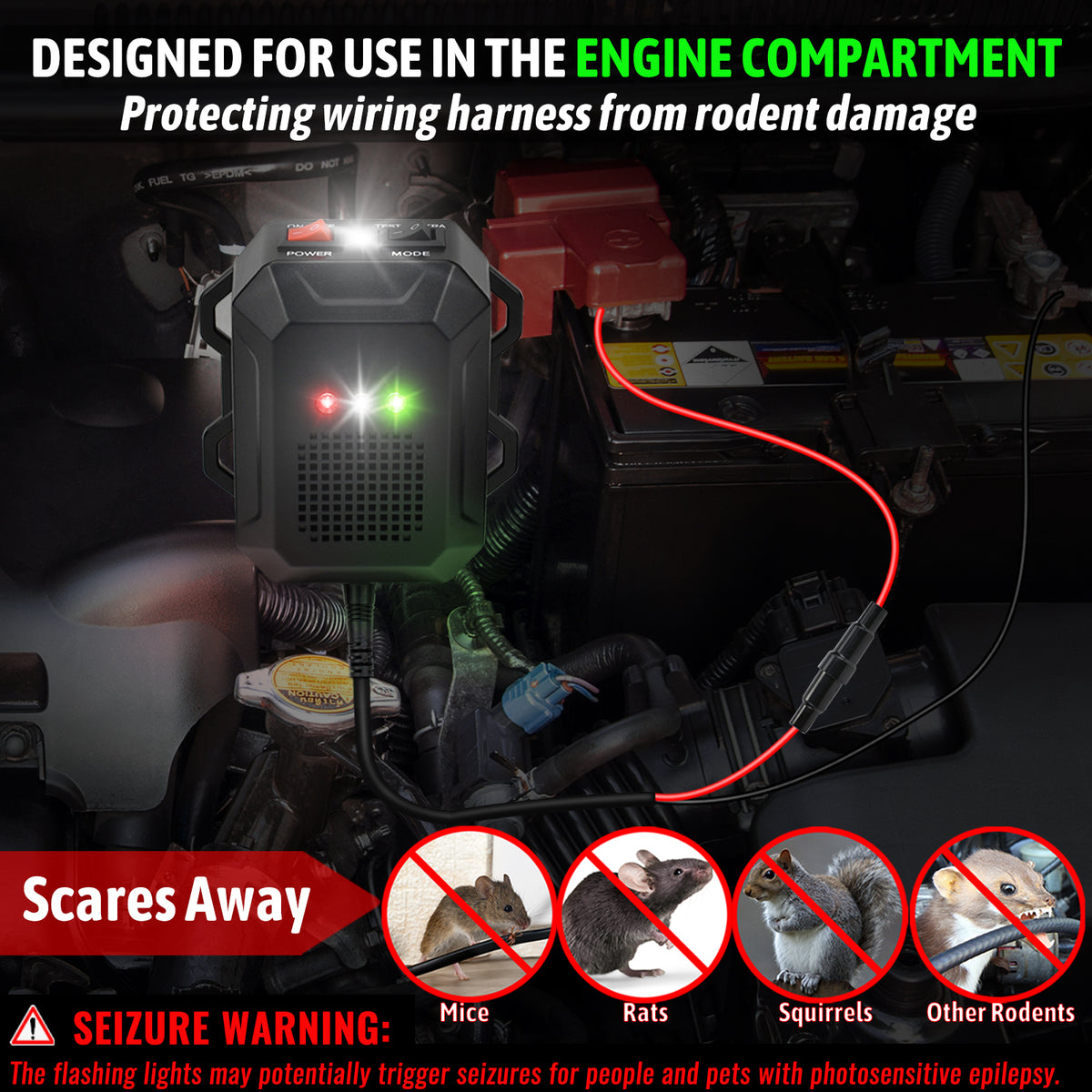 Vekibee Ultrasonic Rodent Repellent for Car Engines With Remote Contro ...